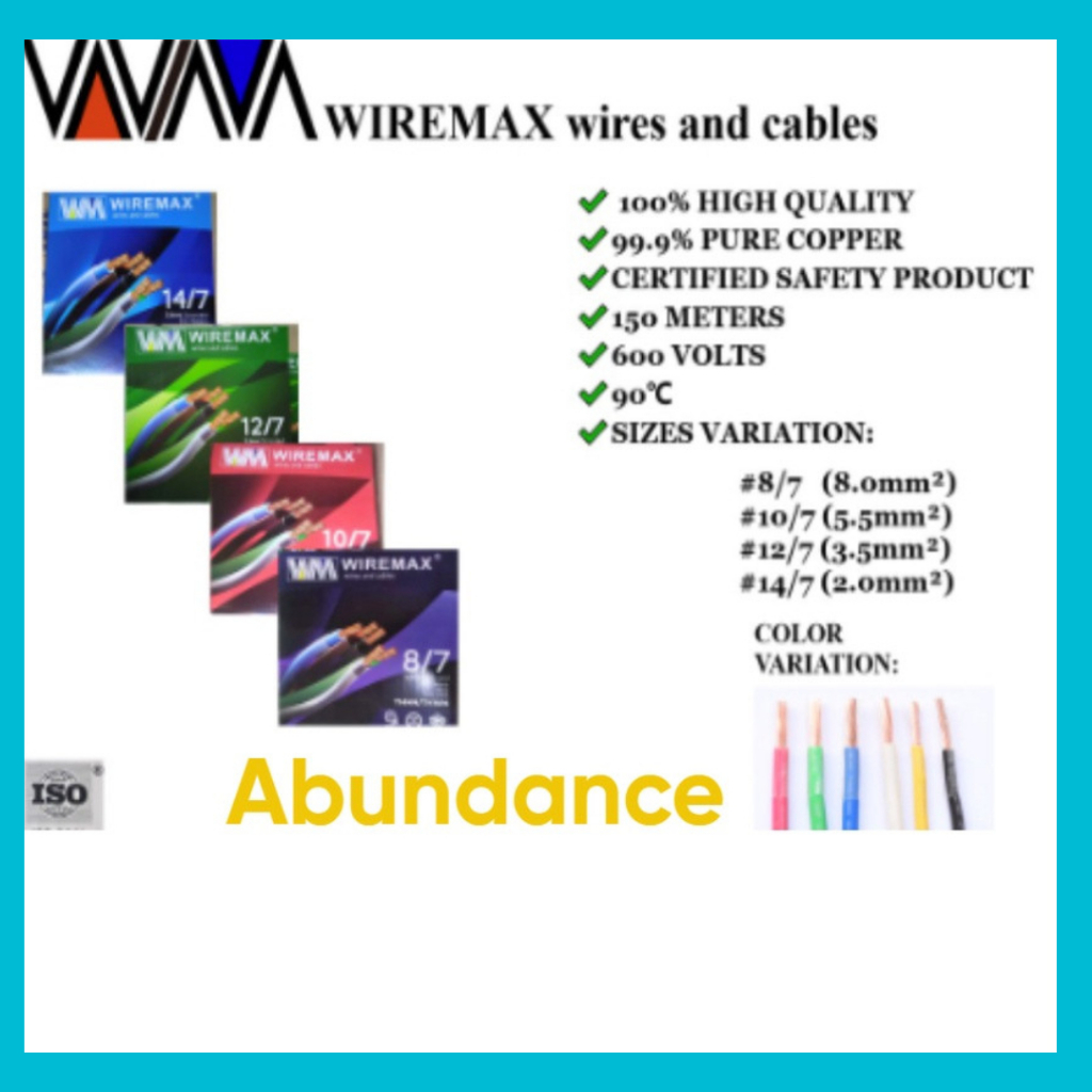 WIREMAX THHN/THWN STRANDED WIRE 14/7(2.0mm) 12/7(3.5mm) 10/7(5.5mm) 8/7 ...