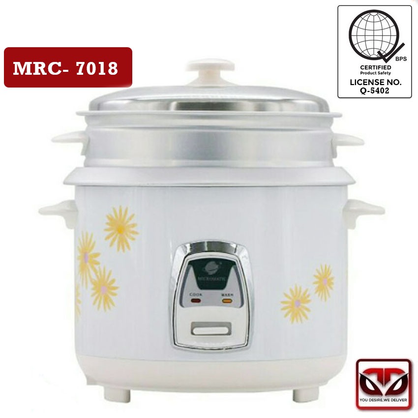 Micromatic MRC-7018 1.8Liters Capcity Rice cooker with Steamer | Shopee ...