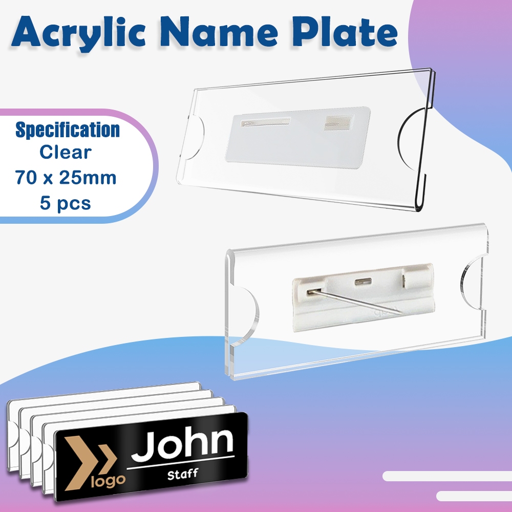 5pcs Photo Insert Acrylic Name Plate Blank Insertable 70x25mm Name ...