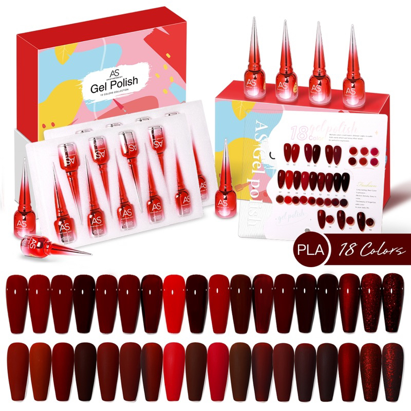 AS gel polish 18colors/set with color chart board red color gel 15ml ...