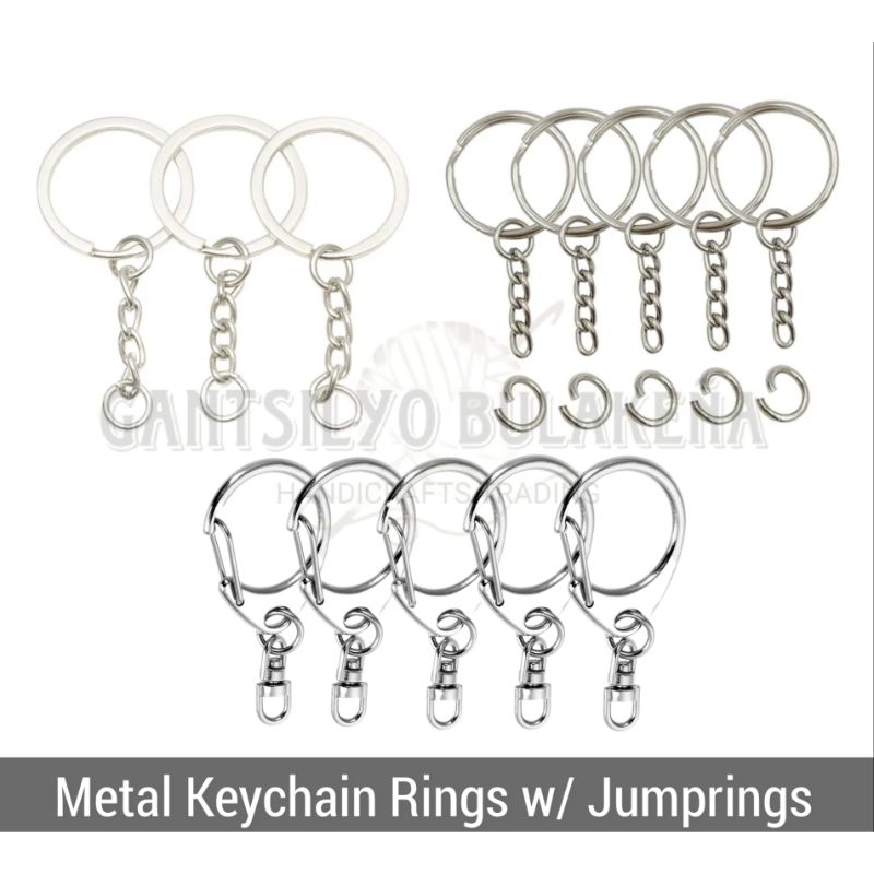 KEYCHAIN RINGS with Jumprings (NICKEL) Flat Ring / Ordinary Ring / ID ...