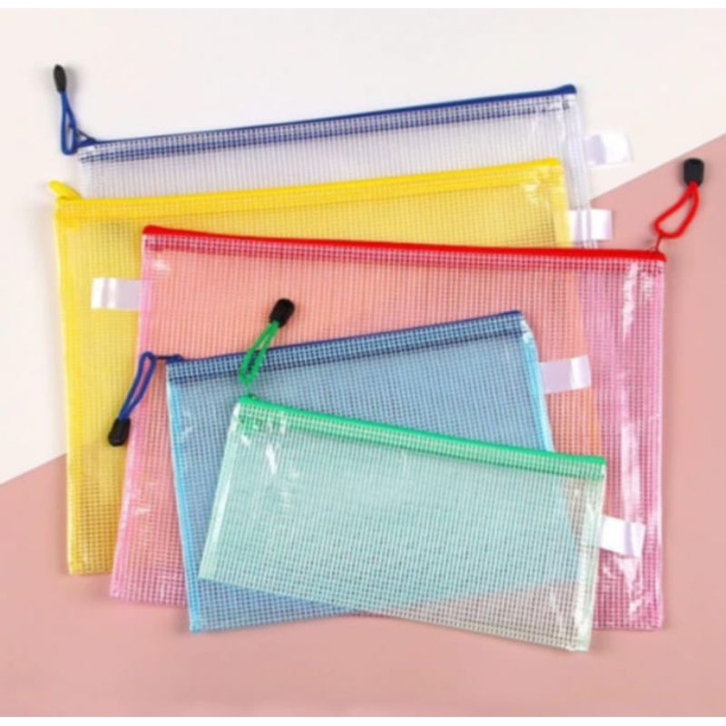 B6/A5/A4/B4 Mesh envelope with zipper random color | Shopee Philippines