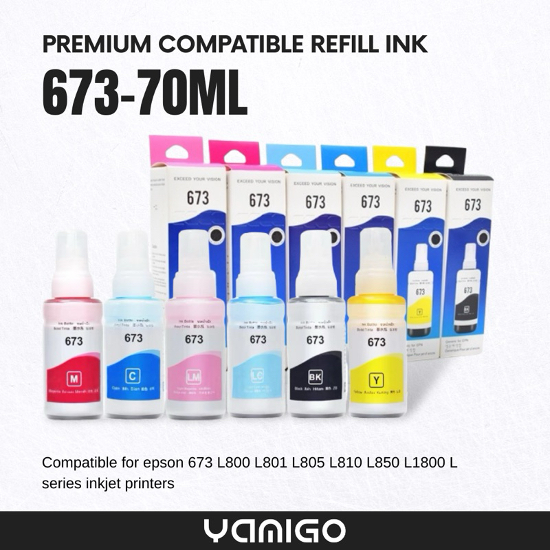 YAMIGO Refill Ink 673 T673 Suitable For EP L800 L801 L805 L850 L1800 ...