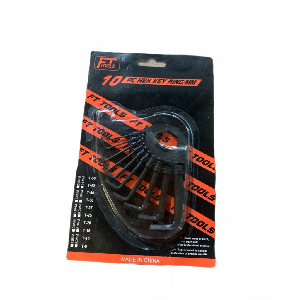 Allen wrench 10pieces Black Hex Key Set on ring Allen wrench* | Shopee ...