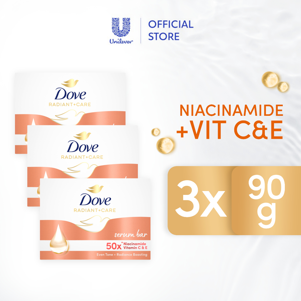 [BUNDLE OF 3] Dove Radiant + Care Serum Bar Niacinamide and Vitamin C&E 90g | Shopee Philippines