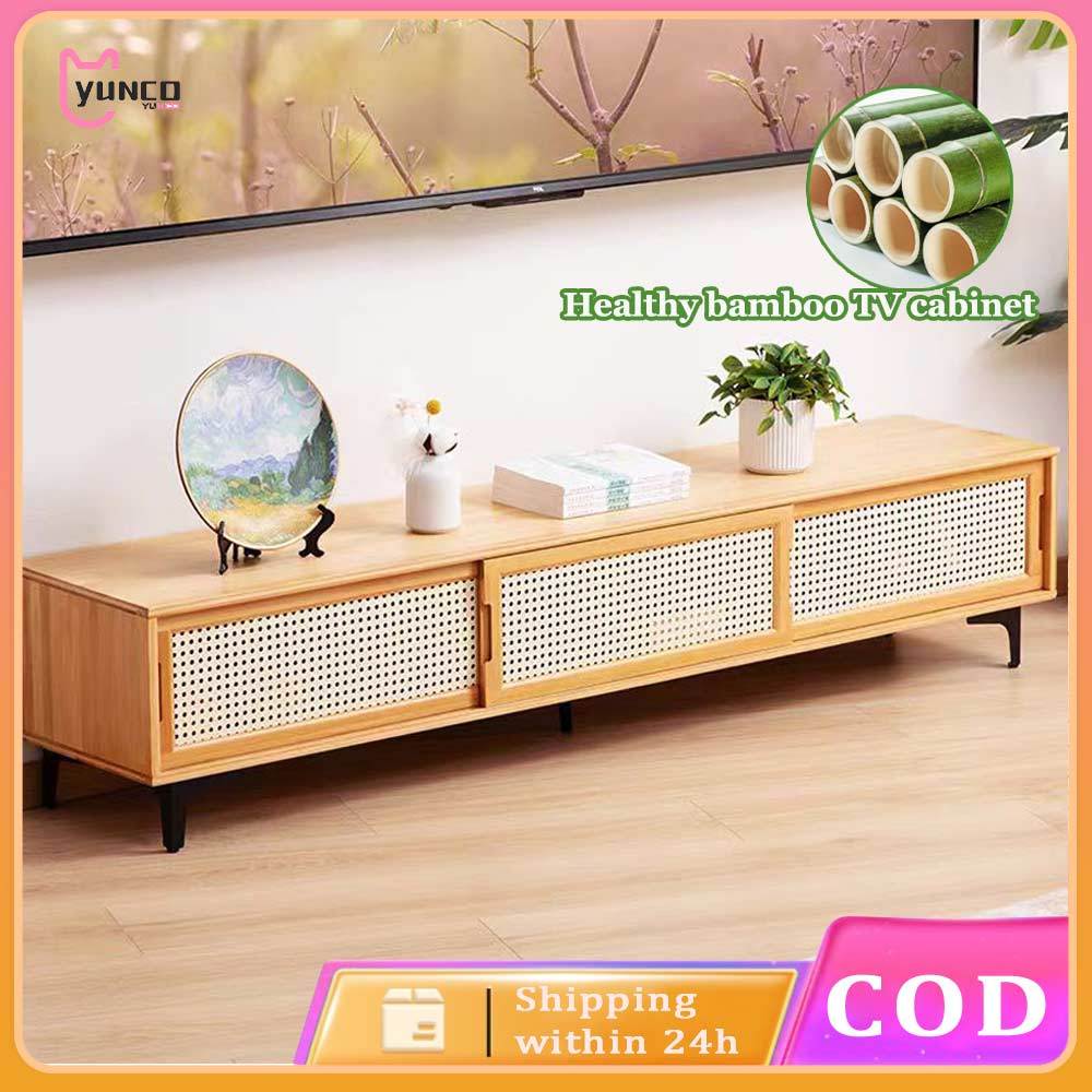 [47/62 Inch ] Bamboo TV Cabinet Multi Functional TV Storage Cabinet For ...