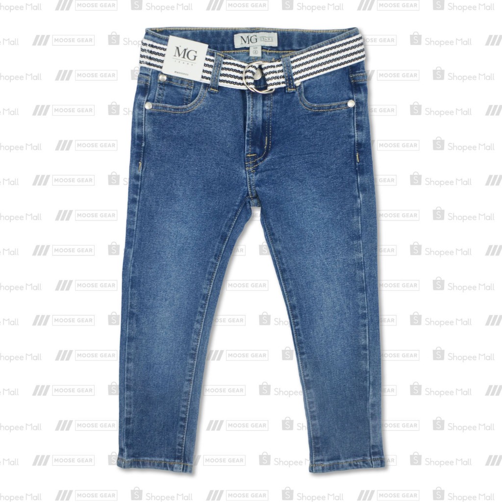 Moose Gear Blue Medium WASH Denim Long Pants With "MG" Embossed Detail ...