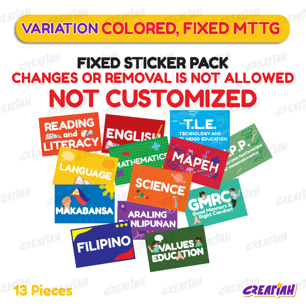 Subject Sticker Labels Quality Print Subjects Grade 1-10 Back to School ...