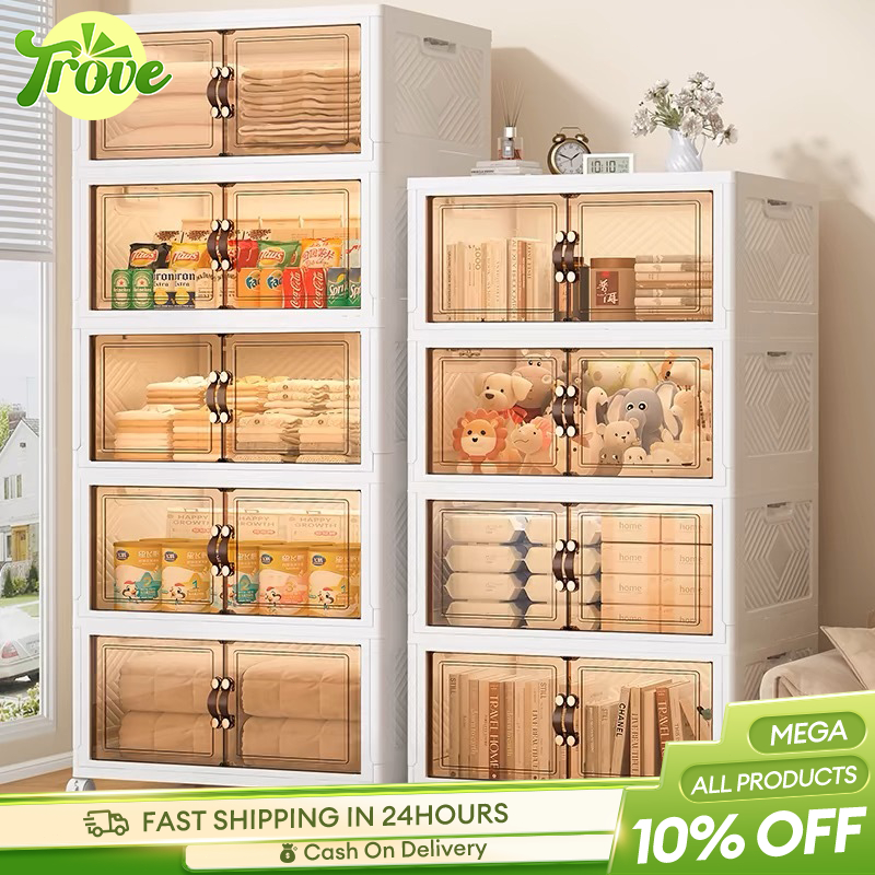 Trove Plastic Storage Cabinet for Clothes With Wheel Drawers Organizer ...