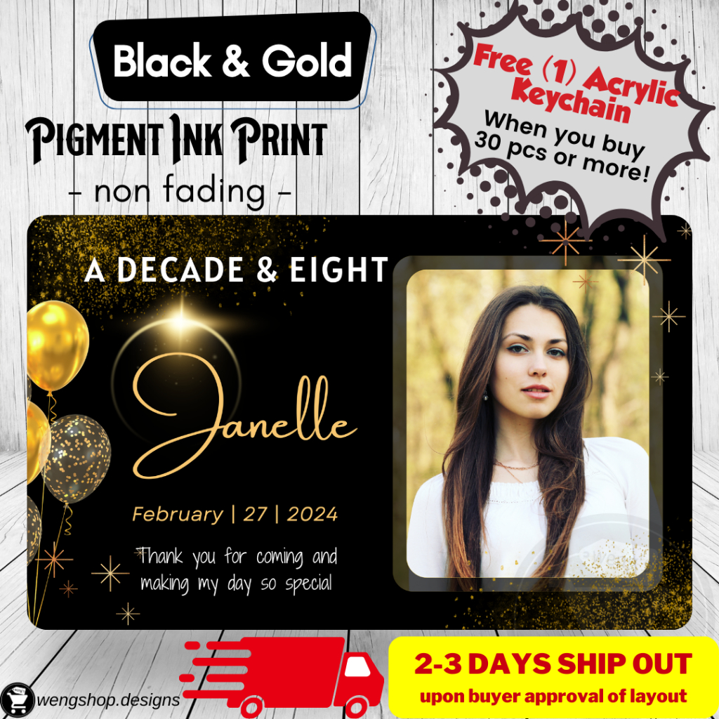 Black & Gold Ref Magnet Souvenir ATM Size for Birthday | Debut ...