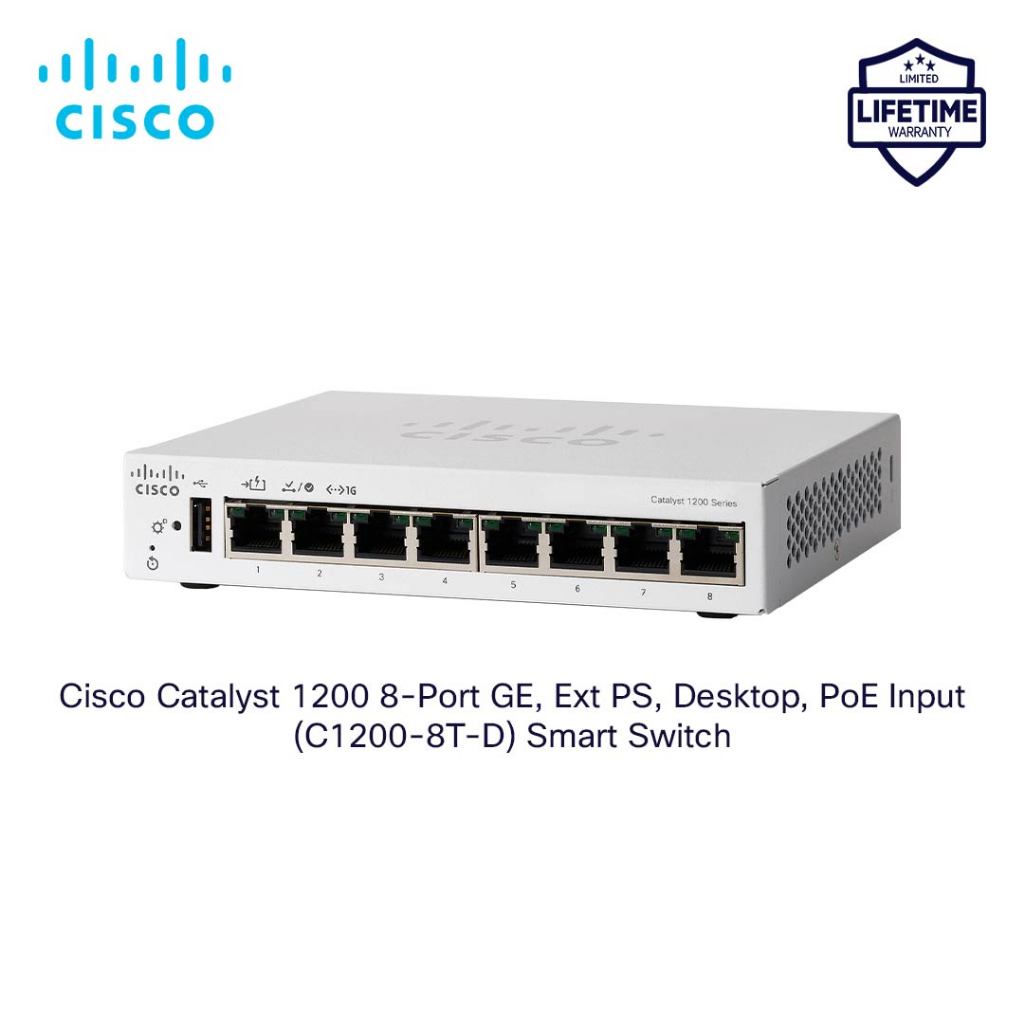 Catalyst 1200 8-Port GE, Desktop, EXT PS, POE Input (C1200-8T-D ...
