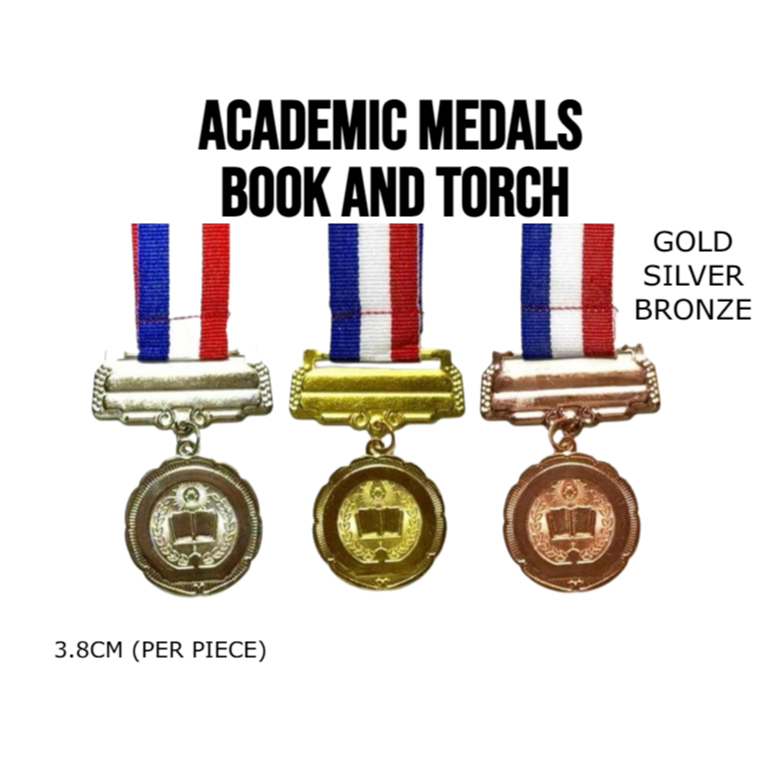 Academic Medal Book and Torch Small 3.8cm Silver Bronze | Shopee ...