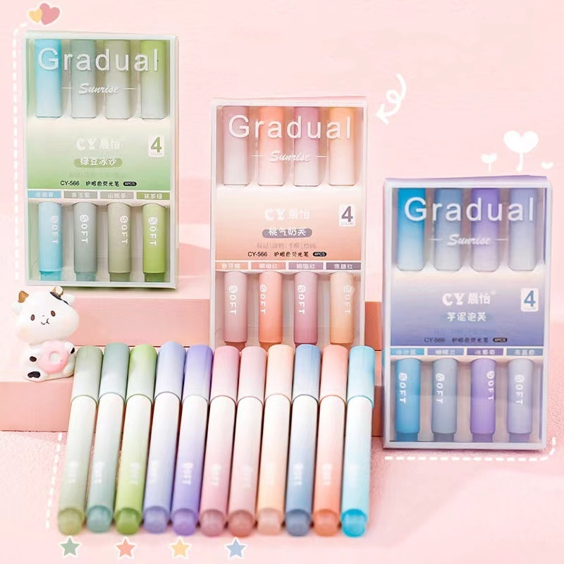 Gradual 4 Fluorescent Colored Highlighter Marker Pen Set | Shopee ...