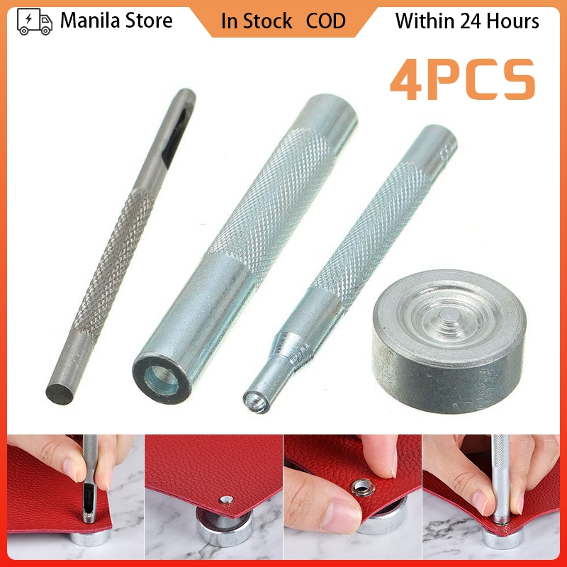 4pcs Rivet Button Snap Setter Base Kit Press Studs Button Installation ...