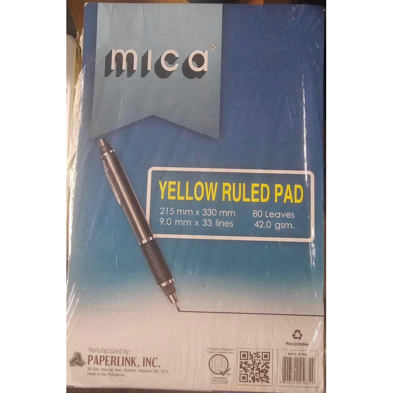MICA YELLOW PAD 80 LEAVES | Shopee Philippines