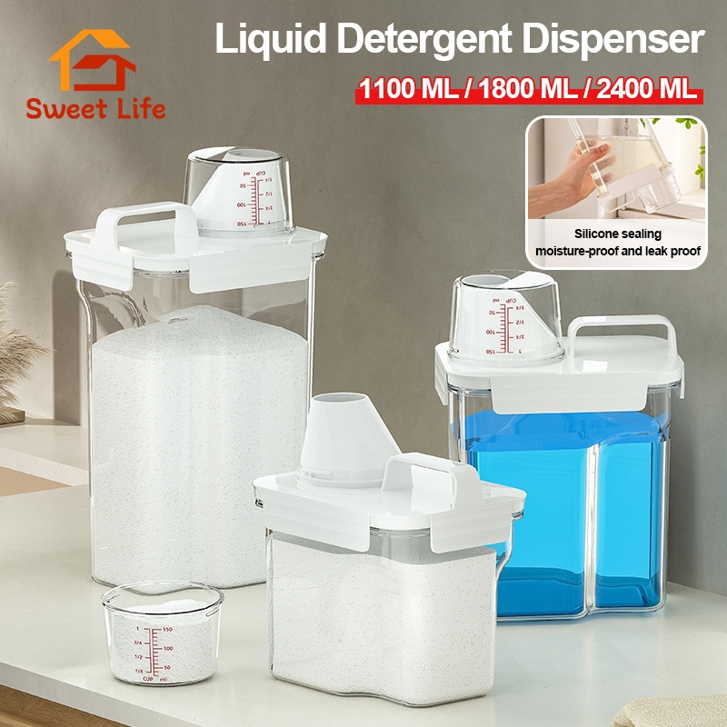 Liquid Detergent Dispenser Laundry Organizer Jar Storage Airtight ...