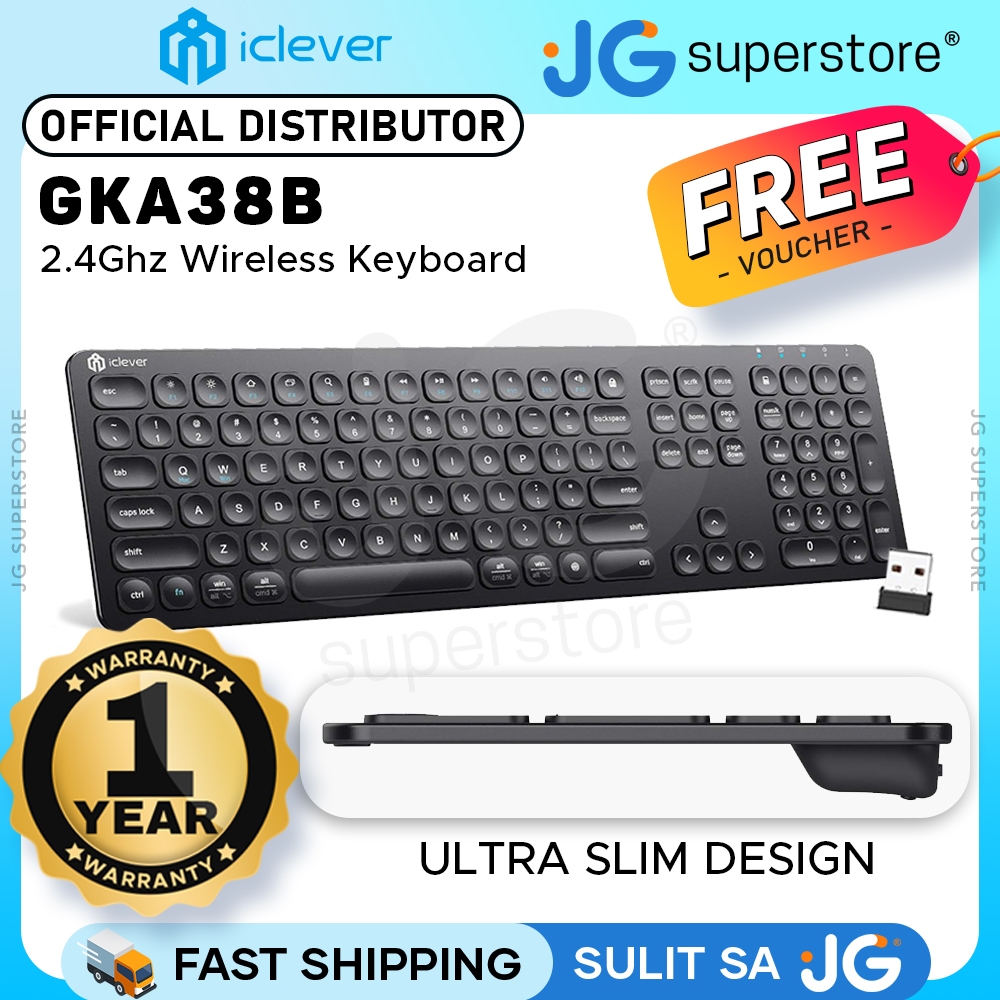 iClever GKA38B 110 Keys 280mAh 2.4Ghz Wireless Keyboard w/ Scissor Type ...