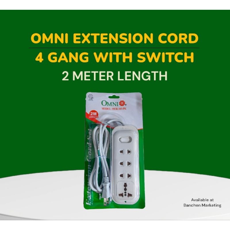 OMNI EXTENSION 4 GANG WITH SWITCH 2 METER | Shopee Philippines