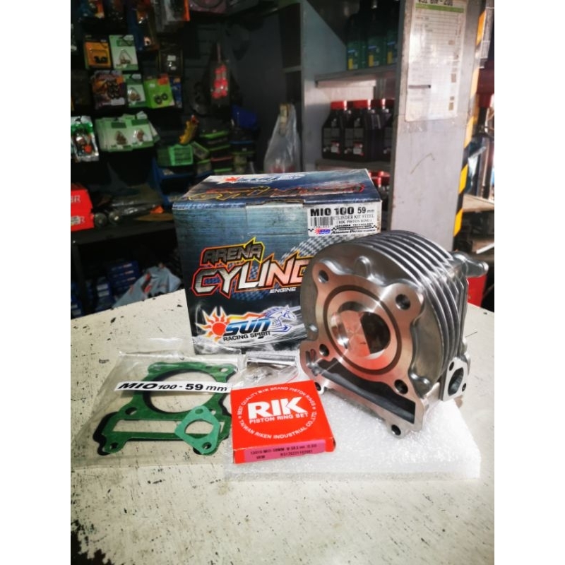 SUN RACING CYLINDER BLOCK MIO 59MM FULL DOME STEEL BORE | Shopee ...