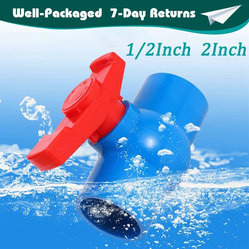 PVC Ball Valve 1/2" 2" Blue Pipe Fittings Easy-Turn Handle Shut Off ...