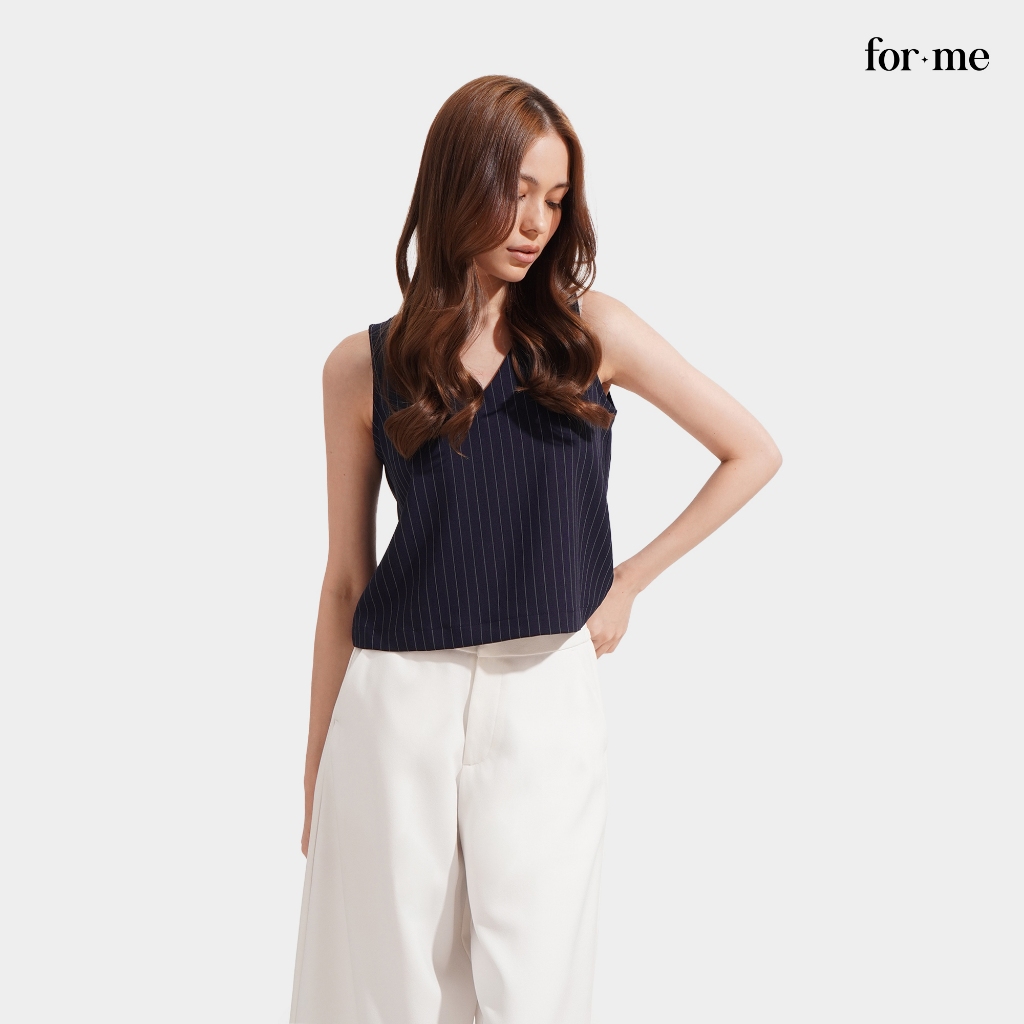ForMe V-Neck Tank Top For Women (Navy Blue) | Shopee Philippines