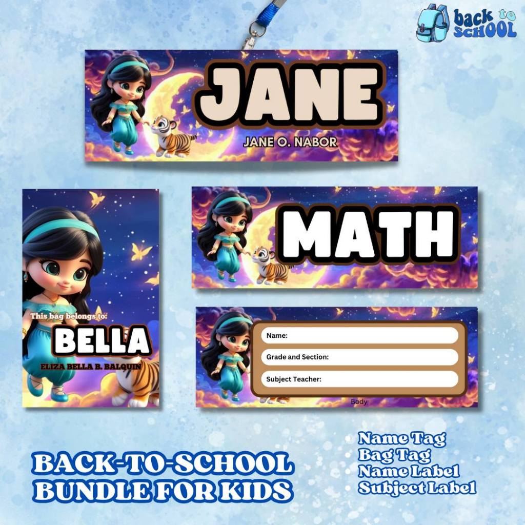 Name Plate / Name tag + Subject Sticker set + bag tag +free id lace ...