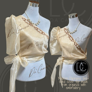 Modern Filipiñiana one-sided cover top made from organza with ...