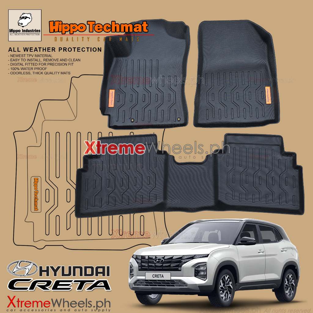 Hyundai Creta 2022 to 2024 1st-2nd Row Thick Hippo Techmat Brand V2 ...