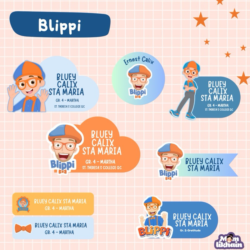 Personalized Blippi Name Stickers Water Proof Back to School Essentials ...