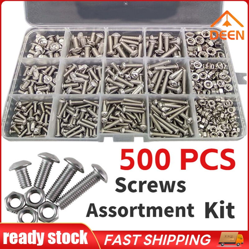 500Pcs M3 M4 M5 Stainless Steel Hex Socket Screw Nuts Bolt Cap Socket ...