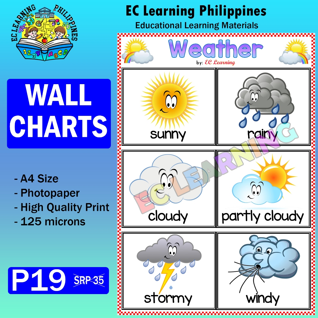 WEATHER Laminated Educational Wall chart for kids - EC LEARNING ...