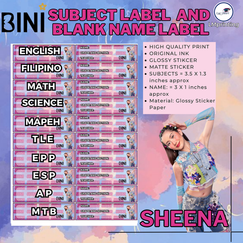 LUCSMART Printing FastShipping - BINI MEMBERS INSPIRED - BINI SHEENA ...