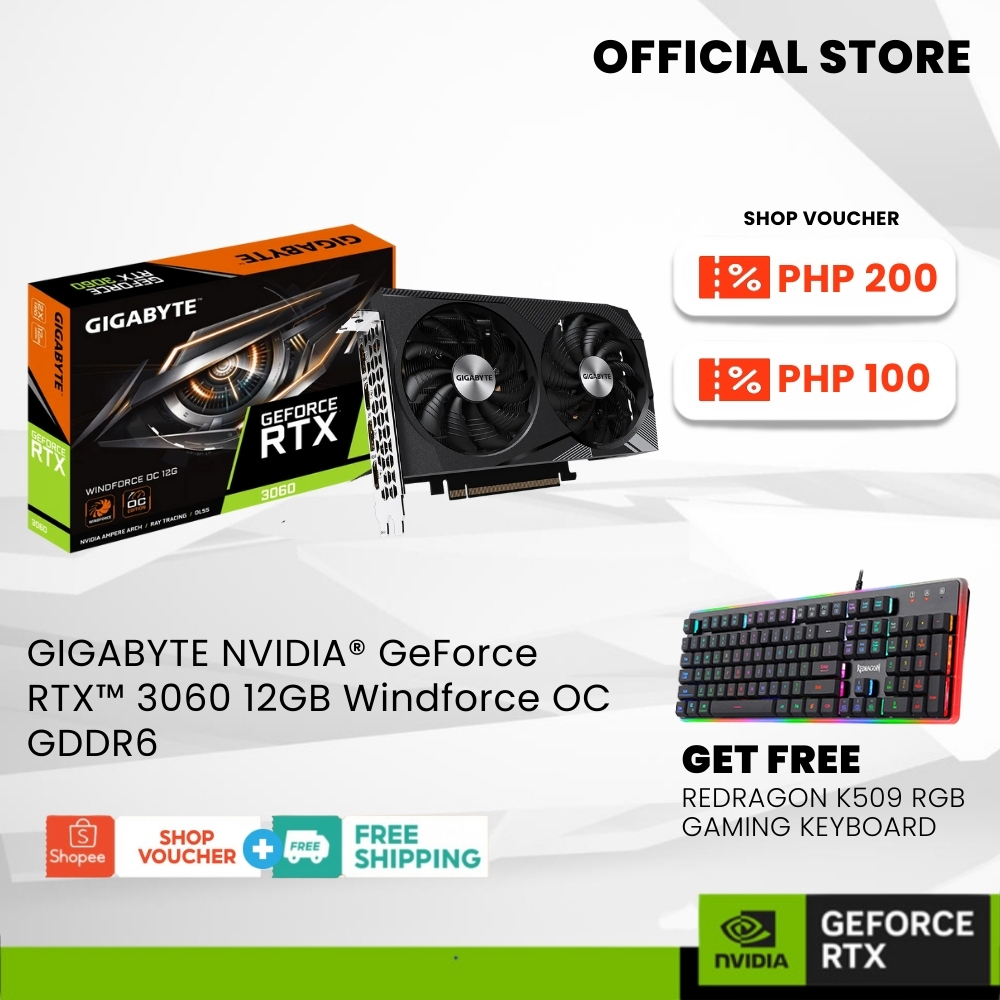 Gigabyte NVIDIA® GeForce RTX™ 3060 WINDFORCE OC 12GB VGA CARD (GV ...