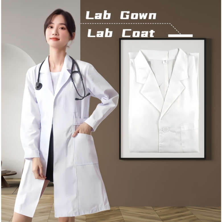 Lab Gown Long Sleeve Lab Coat White Laboratory Gown For Man Women ...