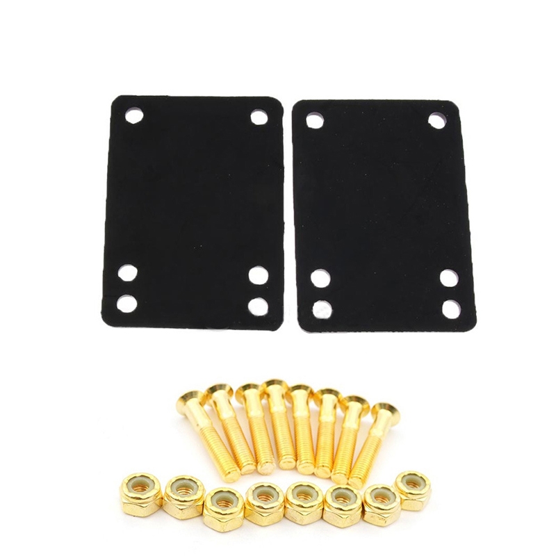 Skateboard Riser Pads with Longboard Hardware Screw Set Black 3mm Pad ...