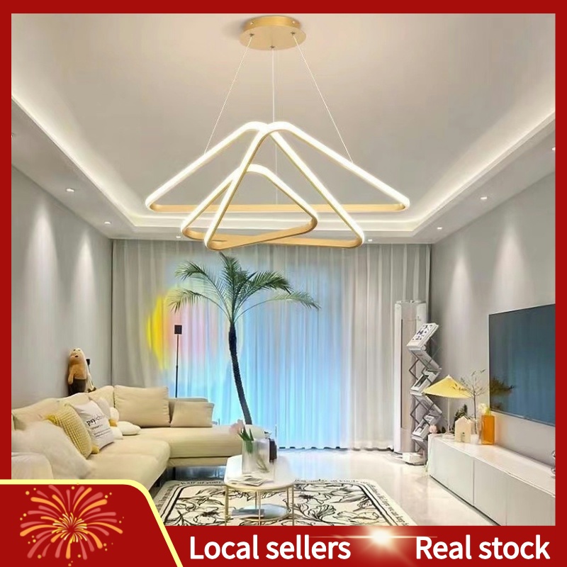 Geometric Chandelier Simple Pandent Centor Light for Living Room Tri ...