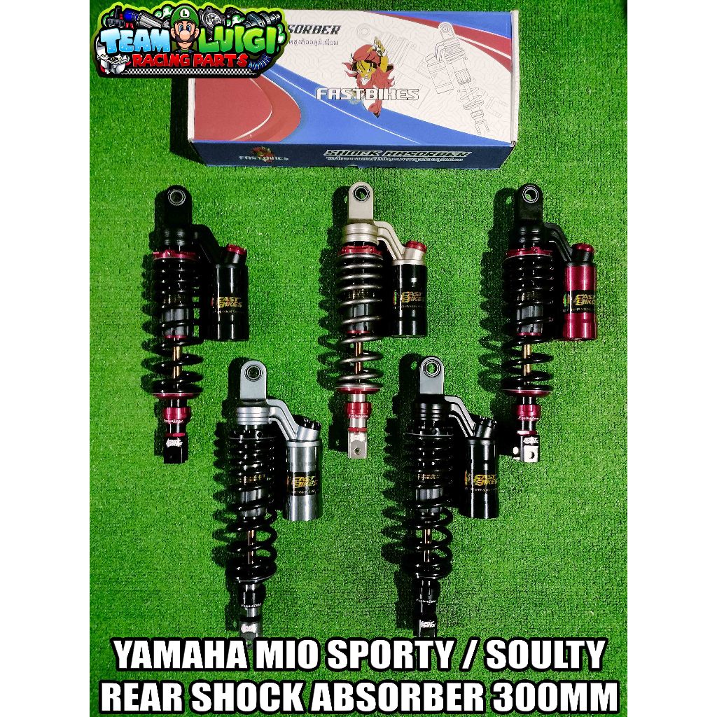 FASTBIKES YAMAHA MIO SPORTY/SOULTY/SOUL 115/FINO 115 REAR SHOCK ABSORBER W/TANK 300MM FULLY ADJ ...