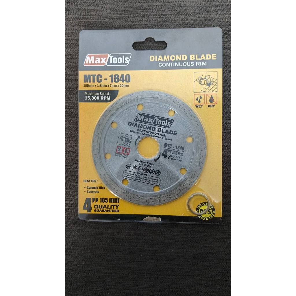 MaxTools 4" Continuous Rim Diamond Blade (MTC-1840) | Shopee Philippines