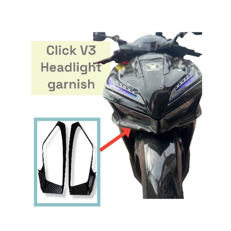 NEW CARBON HEADLIGHT GARNISH FOR CLICK V3 125i (PAIR) | Shopee Philippines