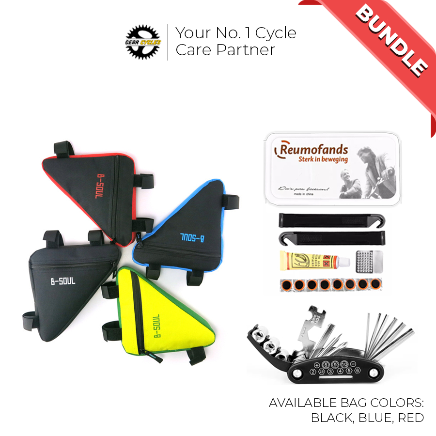 (BUNDLE) Triangle Frame Bag Tire Patch Kit Multi Tool Bicycle ...