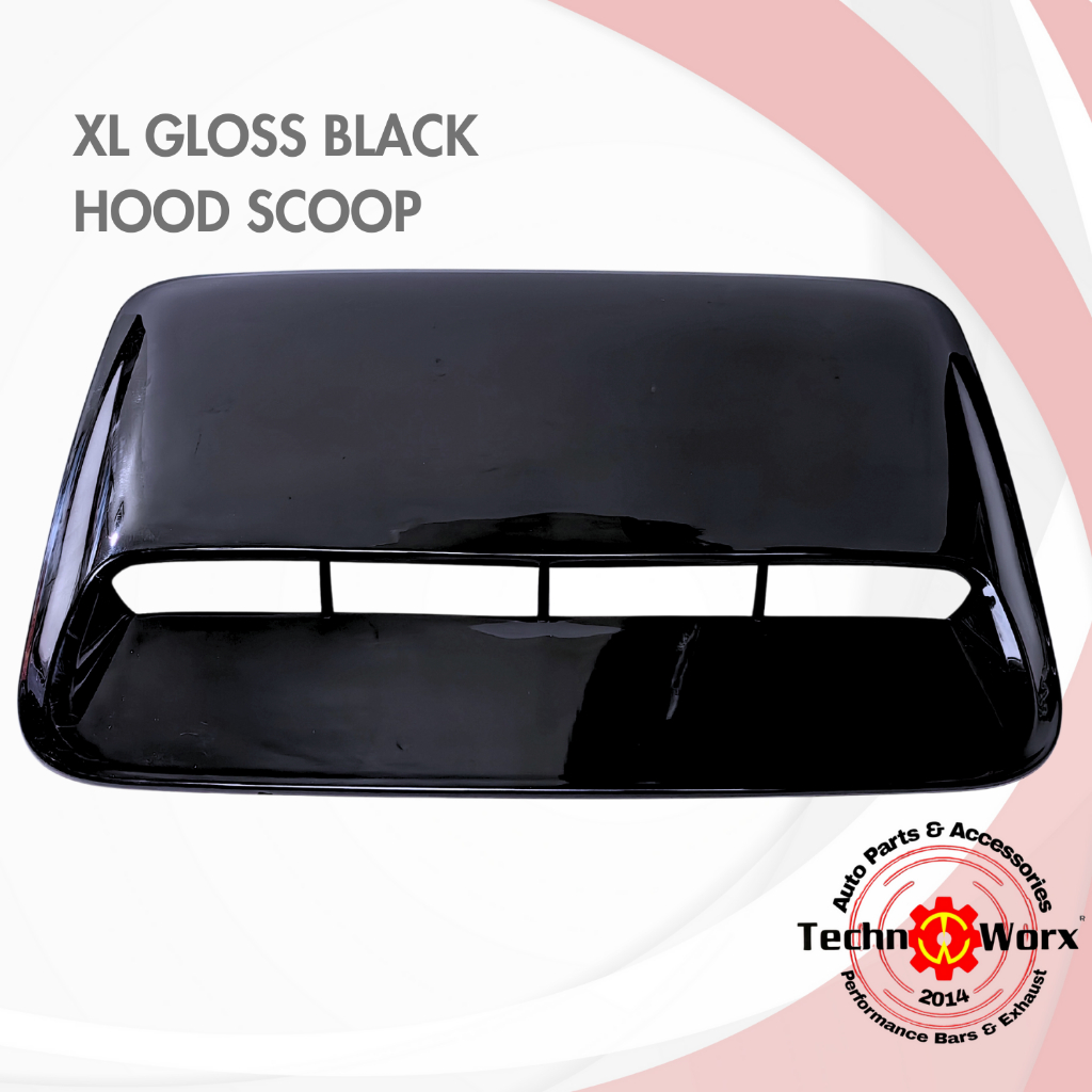 XL Hood Scoop GLOSS BACK Universal for Car Sedan Hatchback Pick Up Suv ...