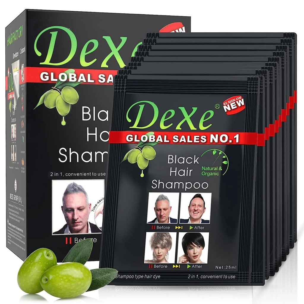 DEXE 25ML Women And Men BLACK Hair Dye Shampoo Natural & Organic 100% ...
