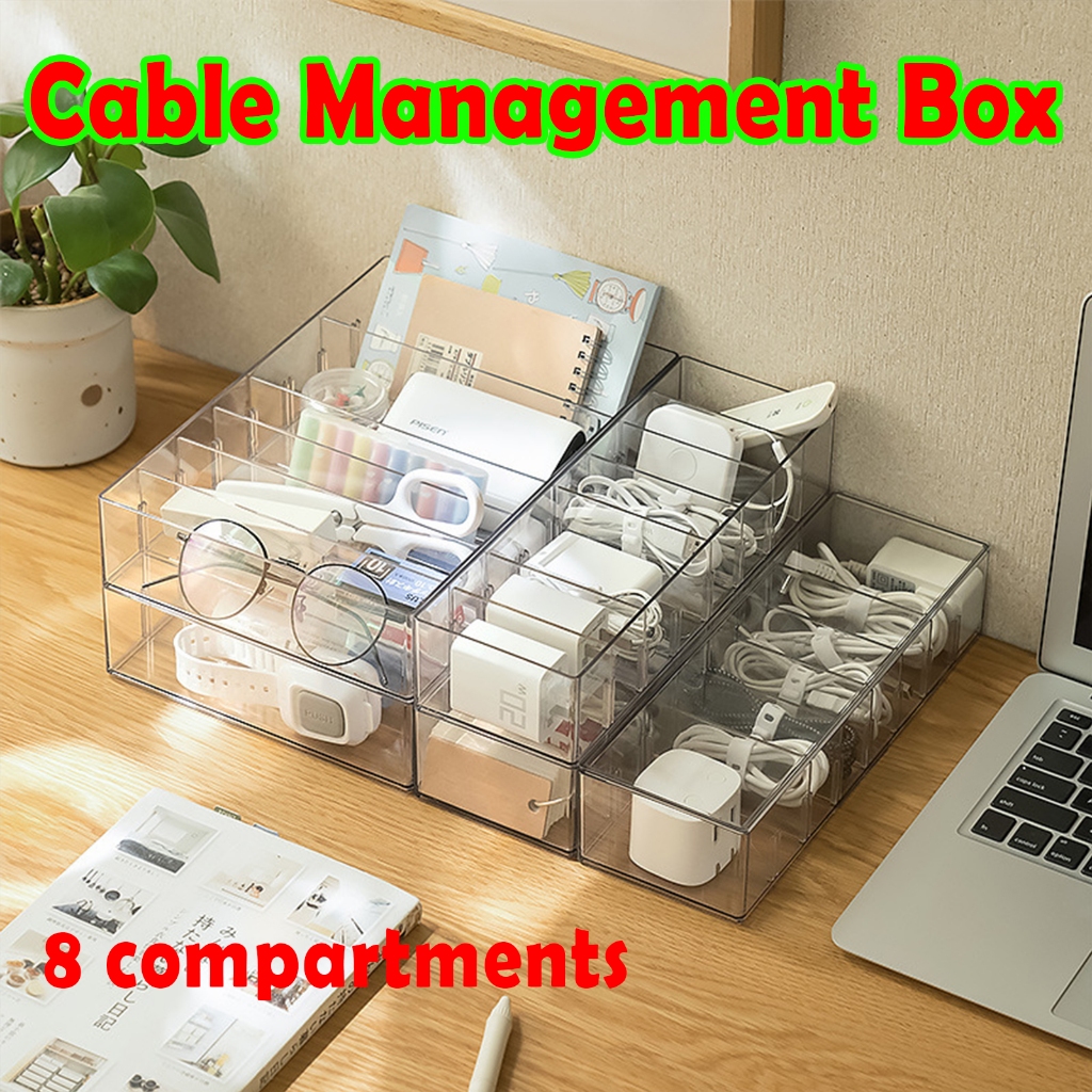 Plastic Cable Management Box, Clear Data Cable Storage Box, Power Cord ...