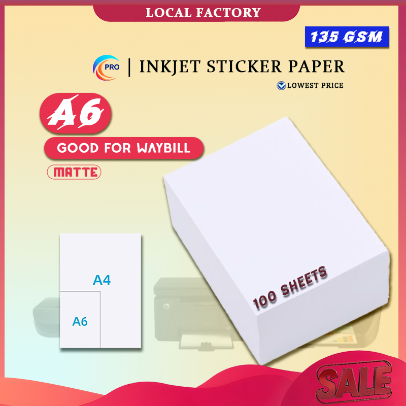 INKJET A6 Sticker Paper - 100pcs/Stack for Shopee Waybill Matte Inkjet ...