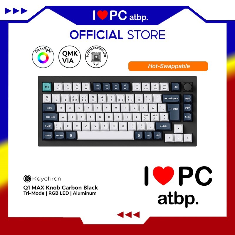 Keychron Q1 Max Knob QMK Mechanical Keyboard(75%, Tri-mode, RGB ...
