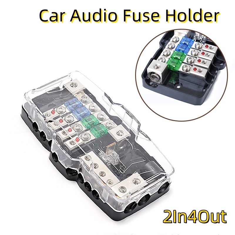 Fuse Box 2 In 4 Out Fuses Block For Car Boat RV Car Audio ANL Fuse ...