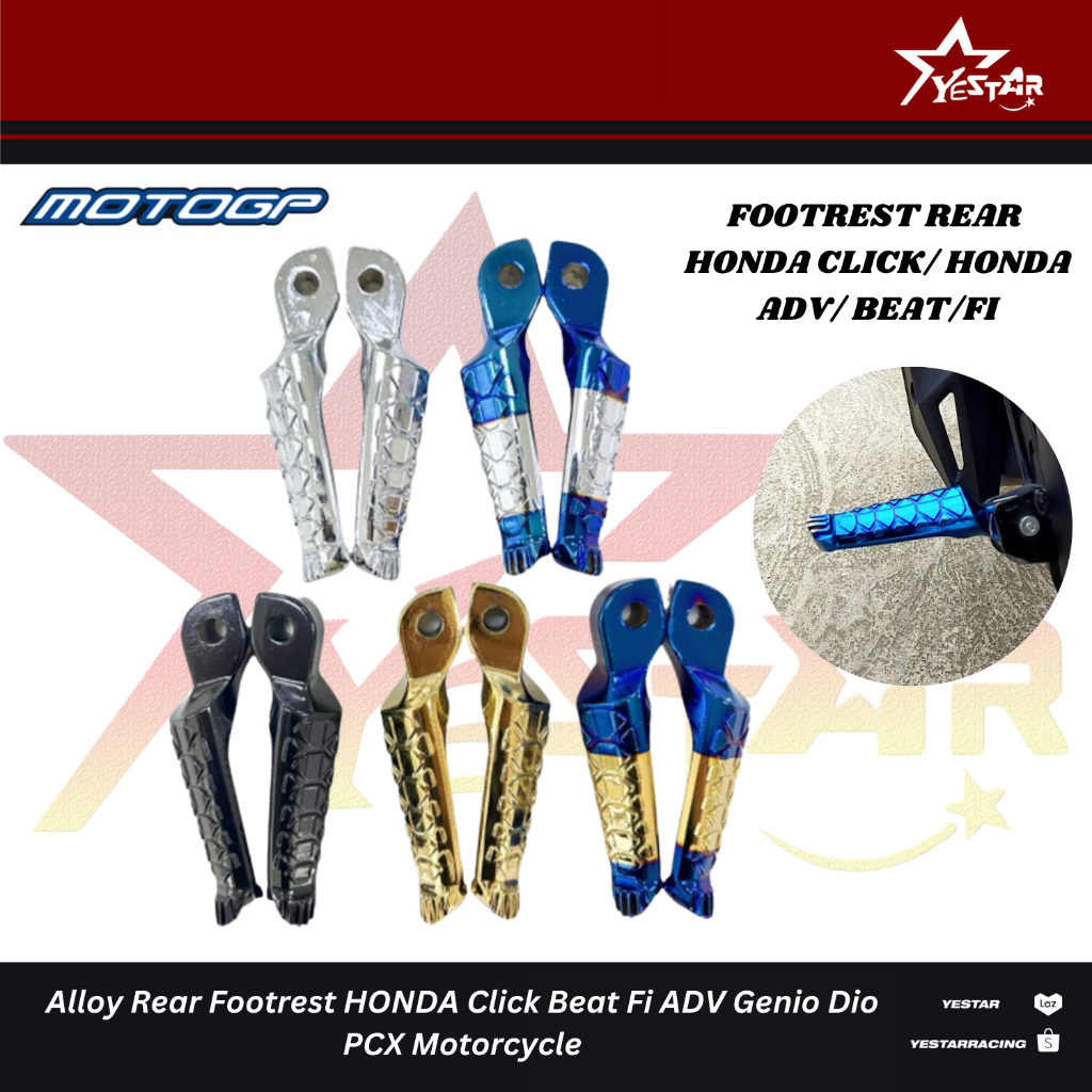 yestar_ 1 Pair CNC Alloy Rear Footrest HONDA Click Beat Fi ADV Genio ...