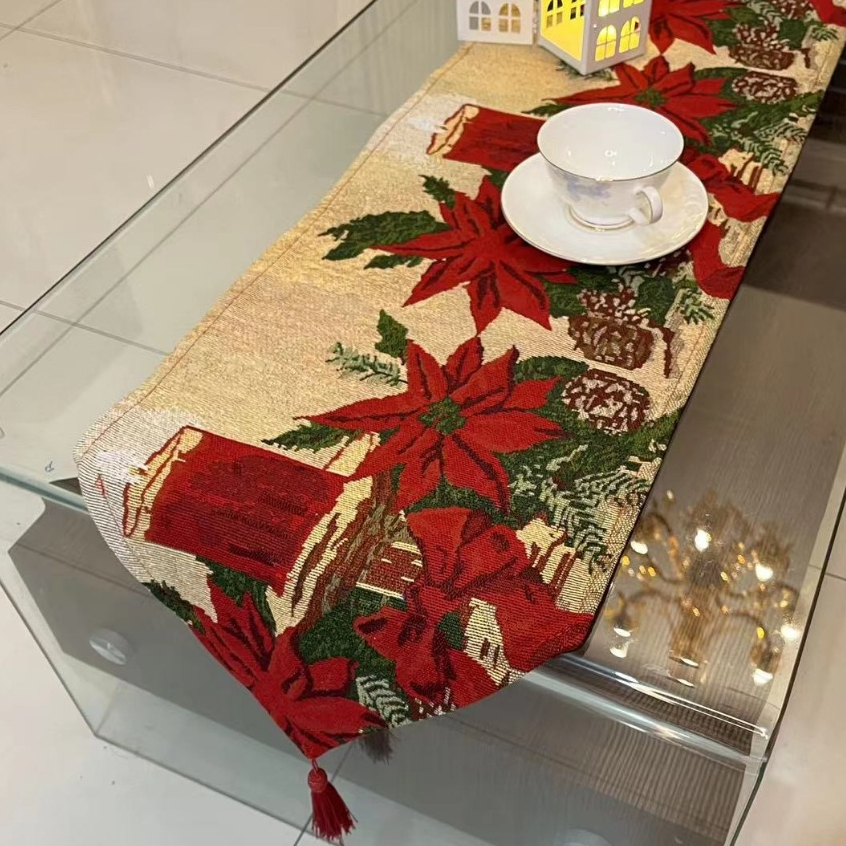 Christmas Table Runner 8 seater Christmas Cotton Weave Table Runner ...