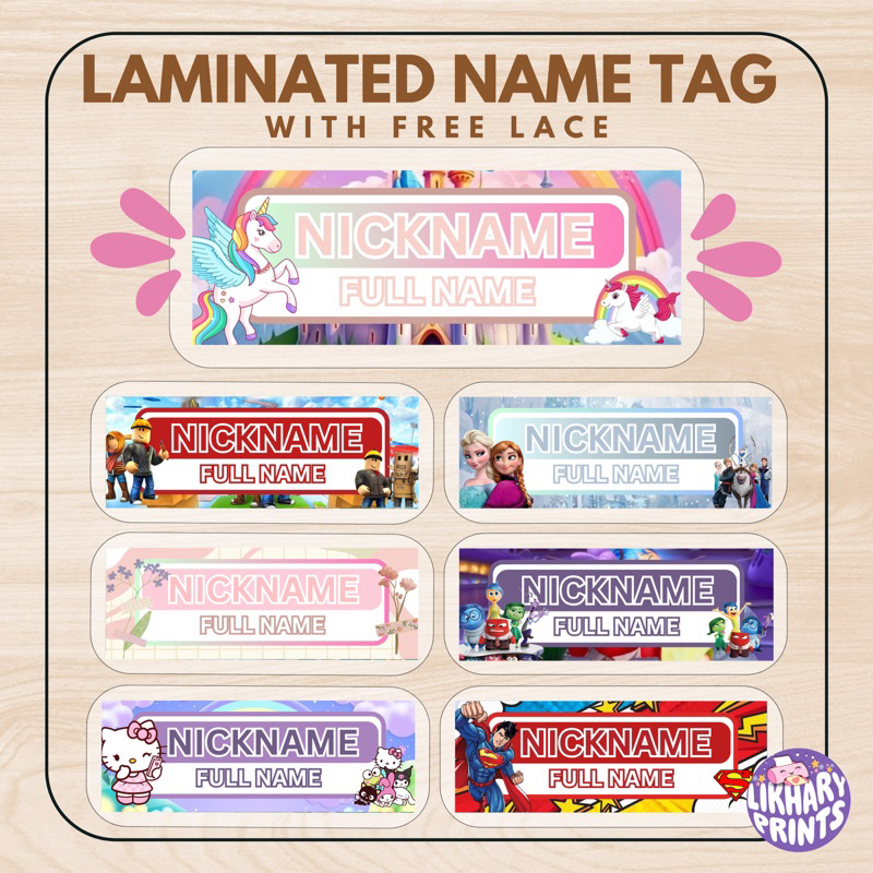 Customized Laminated Name Tag Name Plate with Free Lace | Shopee ...