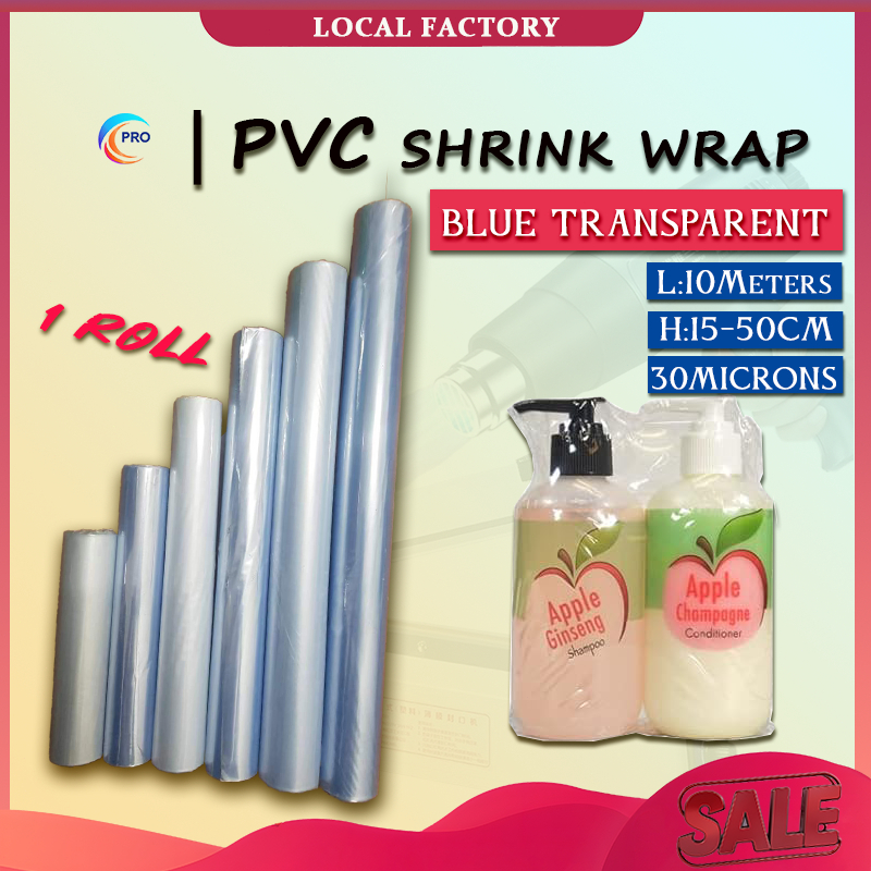 10Meters Blue Transparent PVC Heat Shrink Wrap Film Roll - Plastic ...